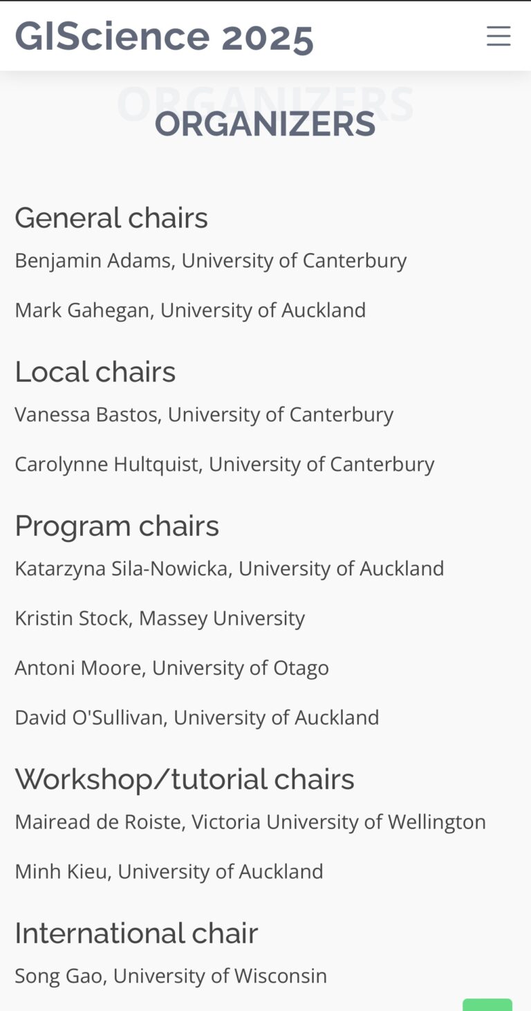 CFP: GIScience 2025 in New Zealand – GeoDSLab@UW-Madison