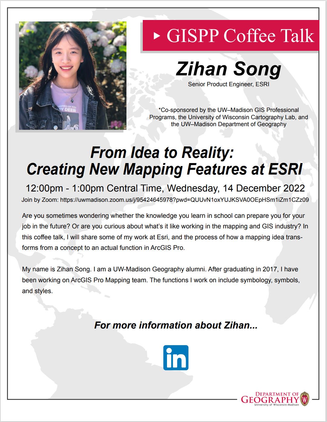 Coffee Talk | Zihan Song | December 14th 12-1pm CDT – UW-Madison GIS ...